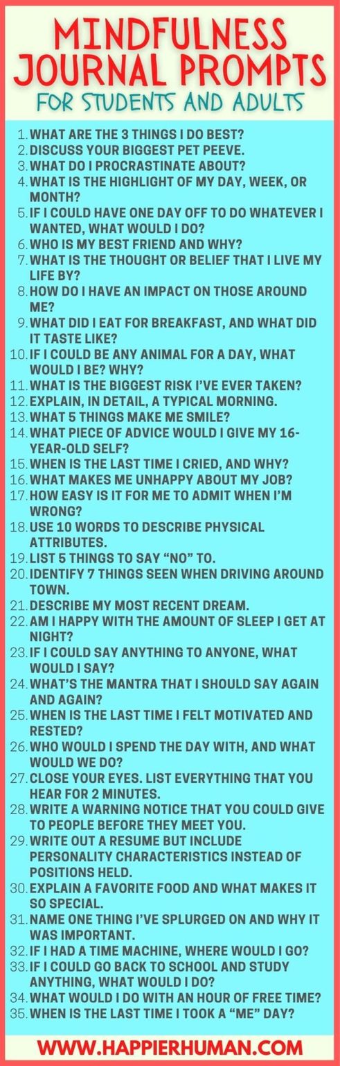 35 Mindfulness Journal Prompts for Students and Adults - Happier Human
