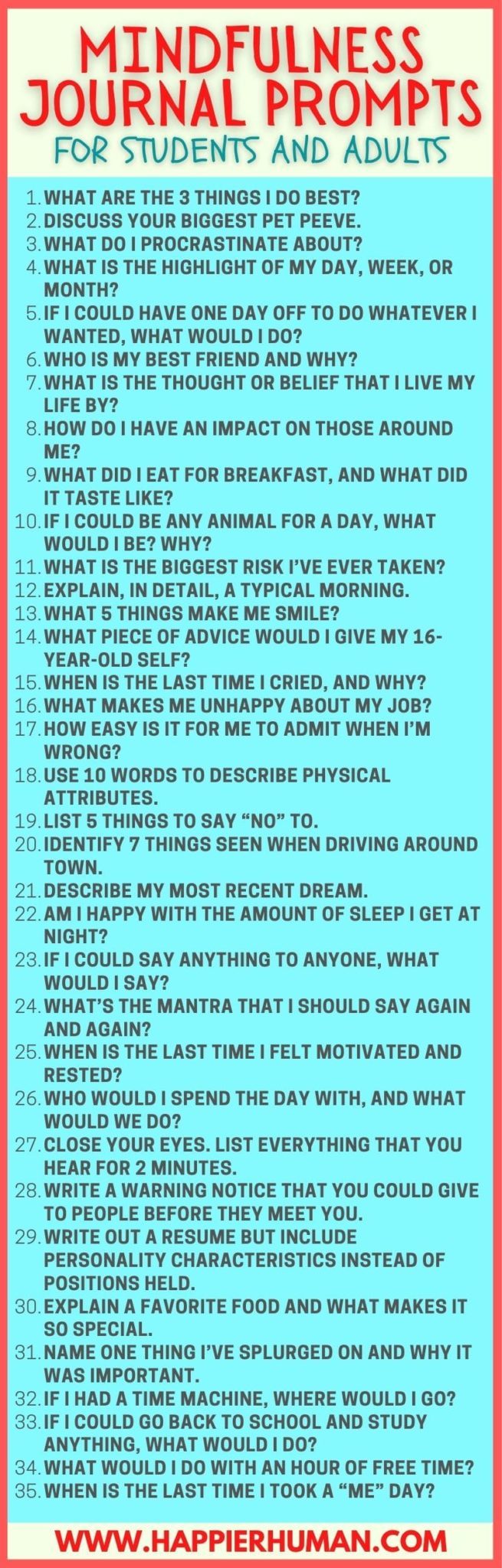 35 Mindfulness Journal Prompts for Students and Adults - Happier Human