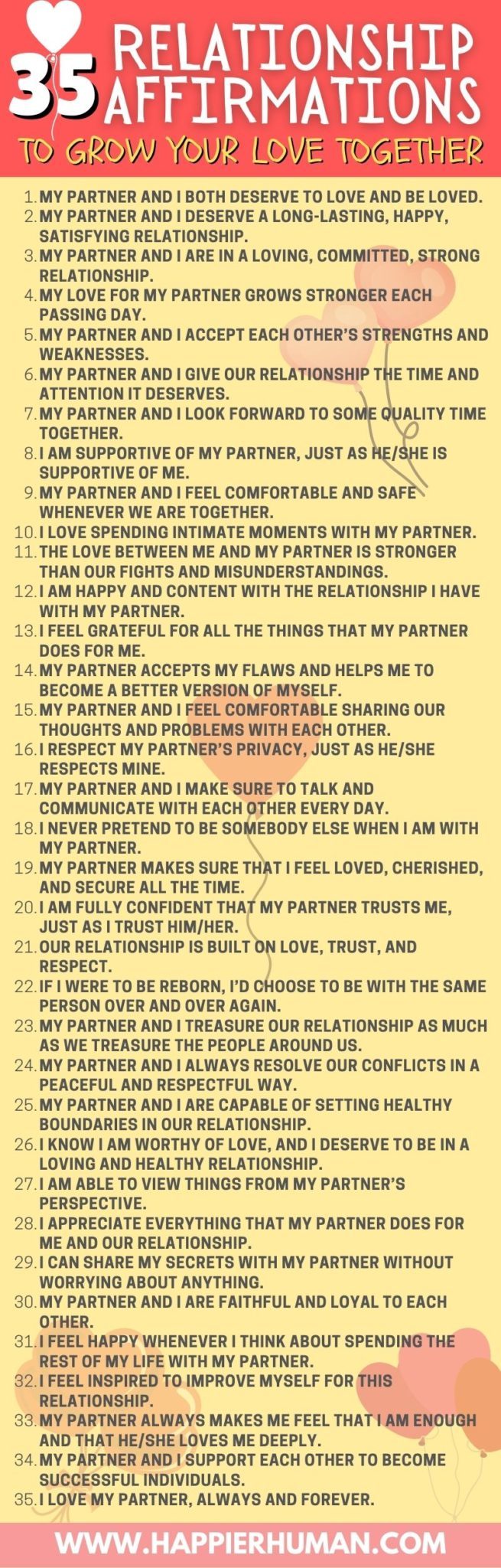 75 Relationship Affirmations to Grow Your Love Together - Happier Human