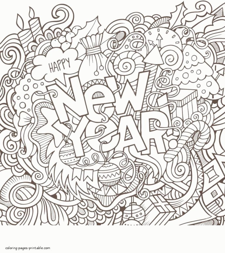 25 Happy New Year Coloring Pages for Adults - Happier Human