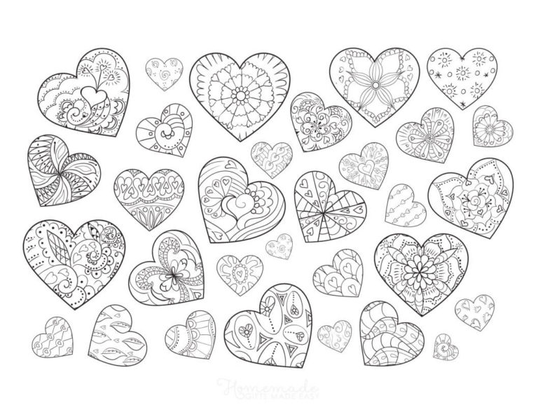 48 Printable Heart Coloring Pages for Adults - Happier Human
