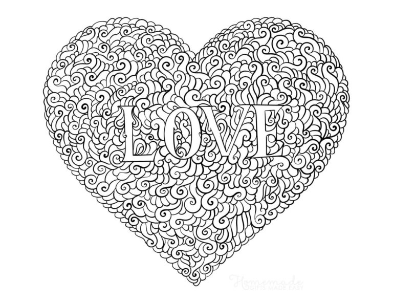 48 Printable Heart Coloring Pages for Adults - Happier Human