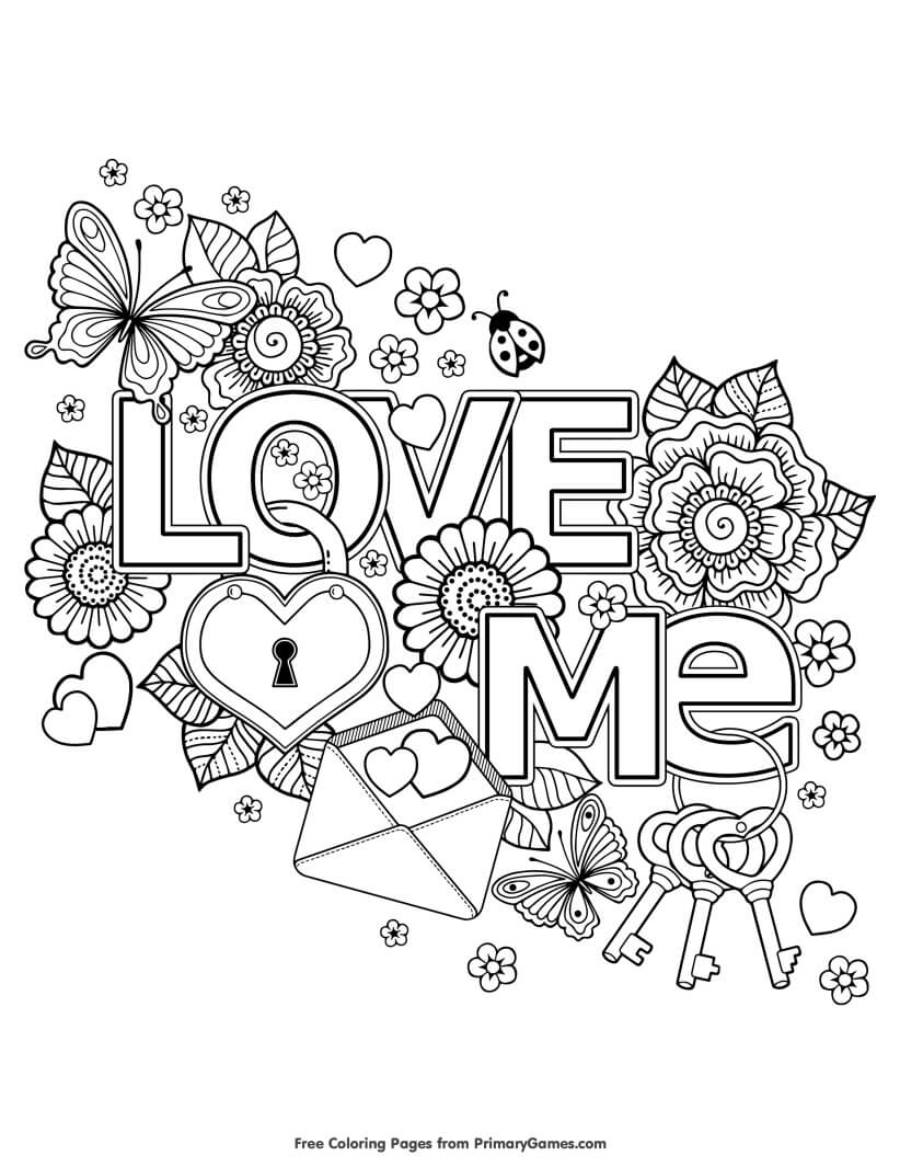 51 Printable Valentine's Day Coloring Pages for Adults - Happier Human
