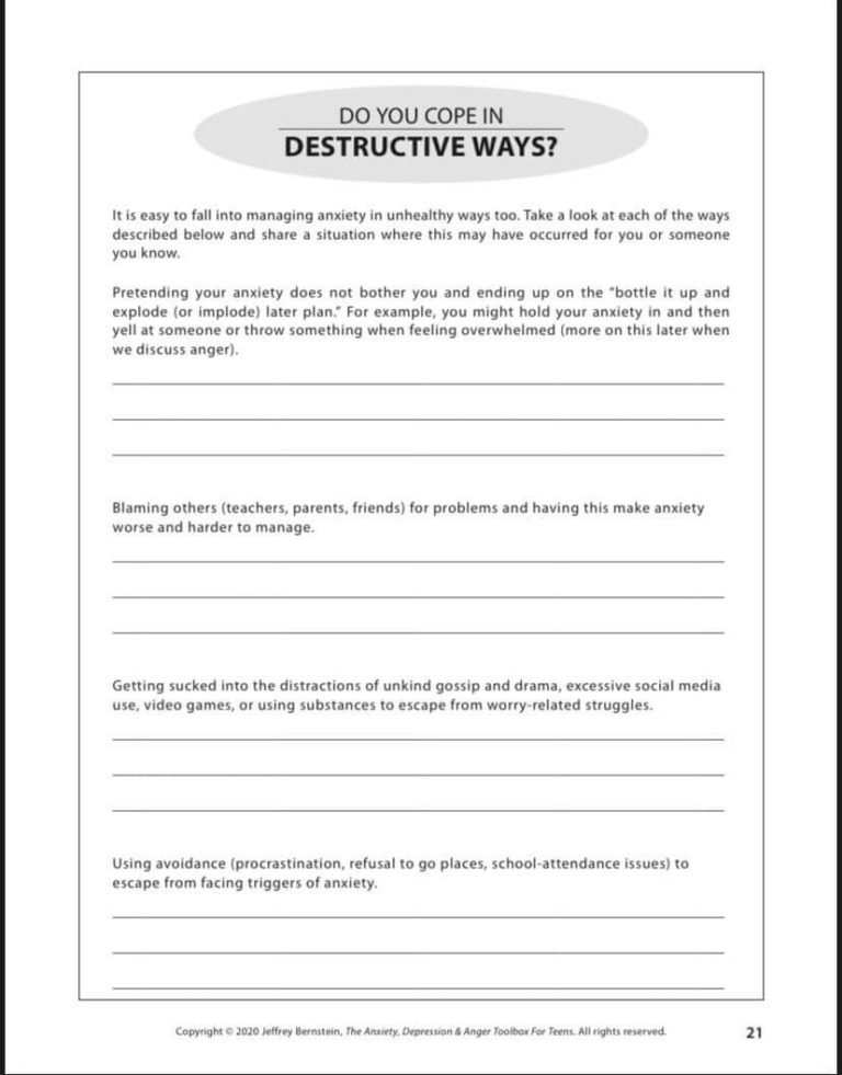 11 Printable Anxiety Worksheets for Kids, Teens & Adults - Happier Human