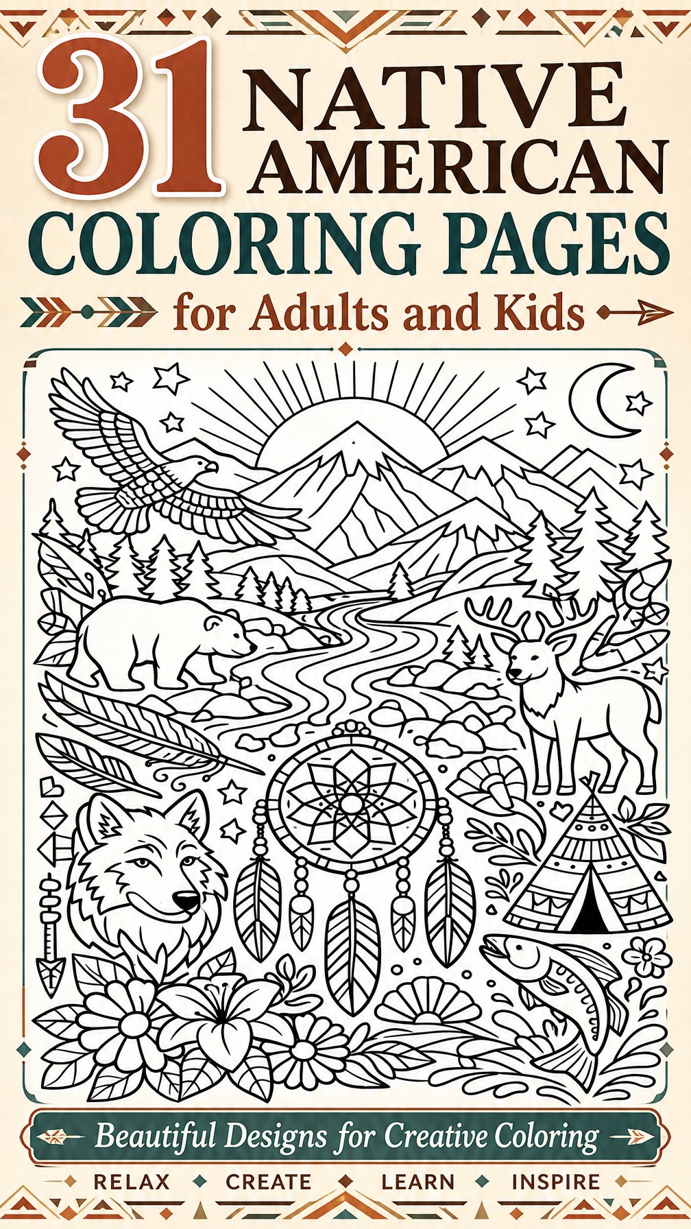 31 Native American Coloring Pages for Adults and Kids