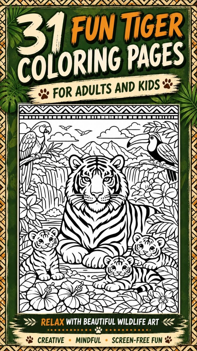 31 Fun Tiger Coloring Pages for Adults and Kids